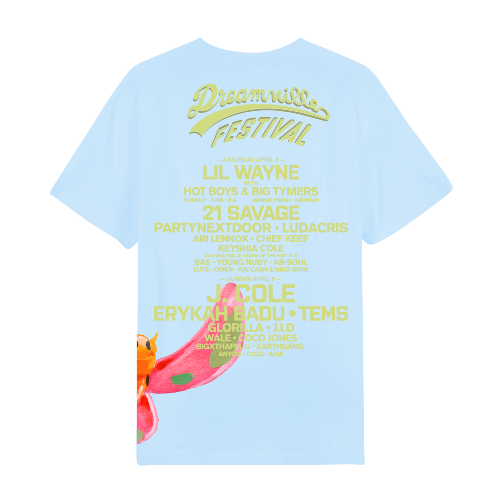 DV Butterfly Lineup Blue Lineup Tee – Dreamville Festival